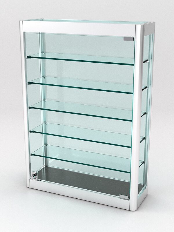 Витрина из профиля настенная "вайб ИКС" №2-5П-С-170 (задняя стенка Cтекло), Дуб Венге