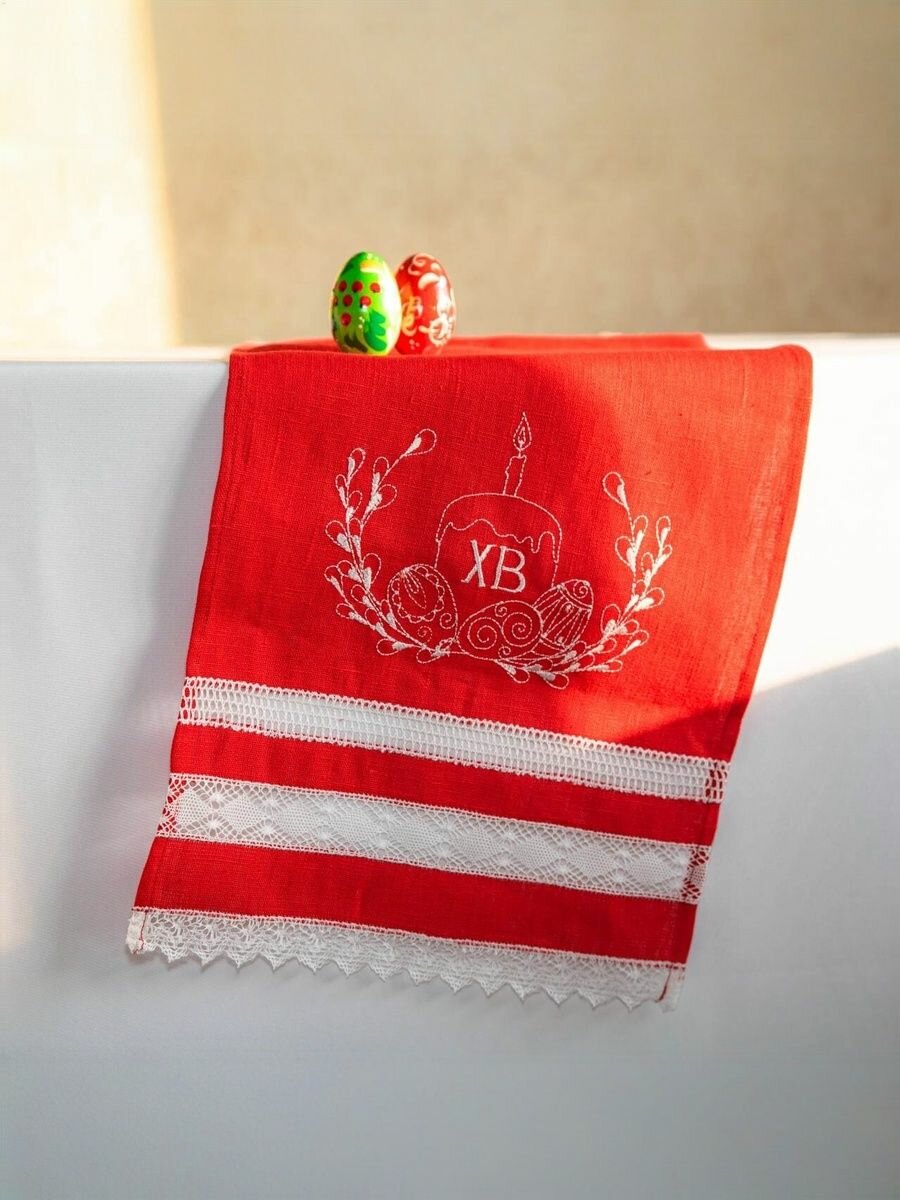 Полотенце Пасхальное, 40х150см, цвет красный