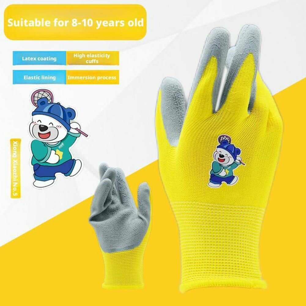 Детские садовые перчатки с резиновым покрытием, нескользящие, Подходит для детей от 5 лет.