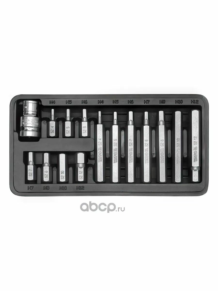 Набор бит 1 2 inch, HEX (6 гр.), 15 пр (L-30 мм, L-75 мм)