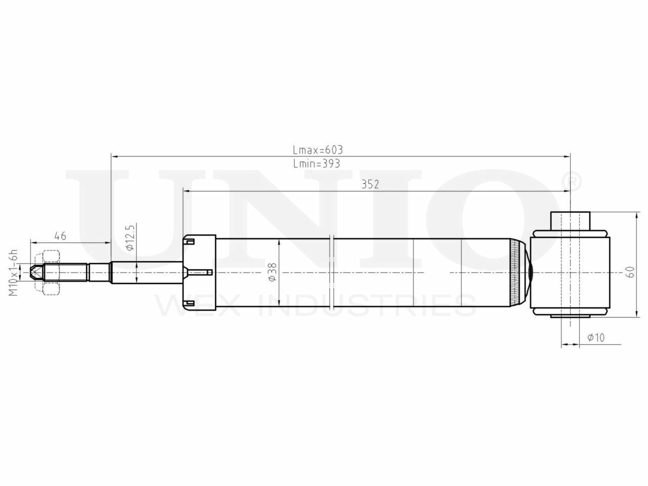 Амортизатор газовый задней подвески, для Фольксваген Пассат B5 96-, Ауди A6 II 97-, Шкода Суперб (3U4) 01-, Volkswagen Passat Audi Skoda Superb 01-, артикул SAB-10464 производителя UNIO