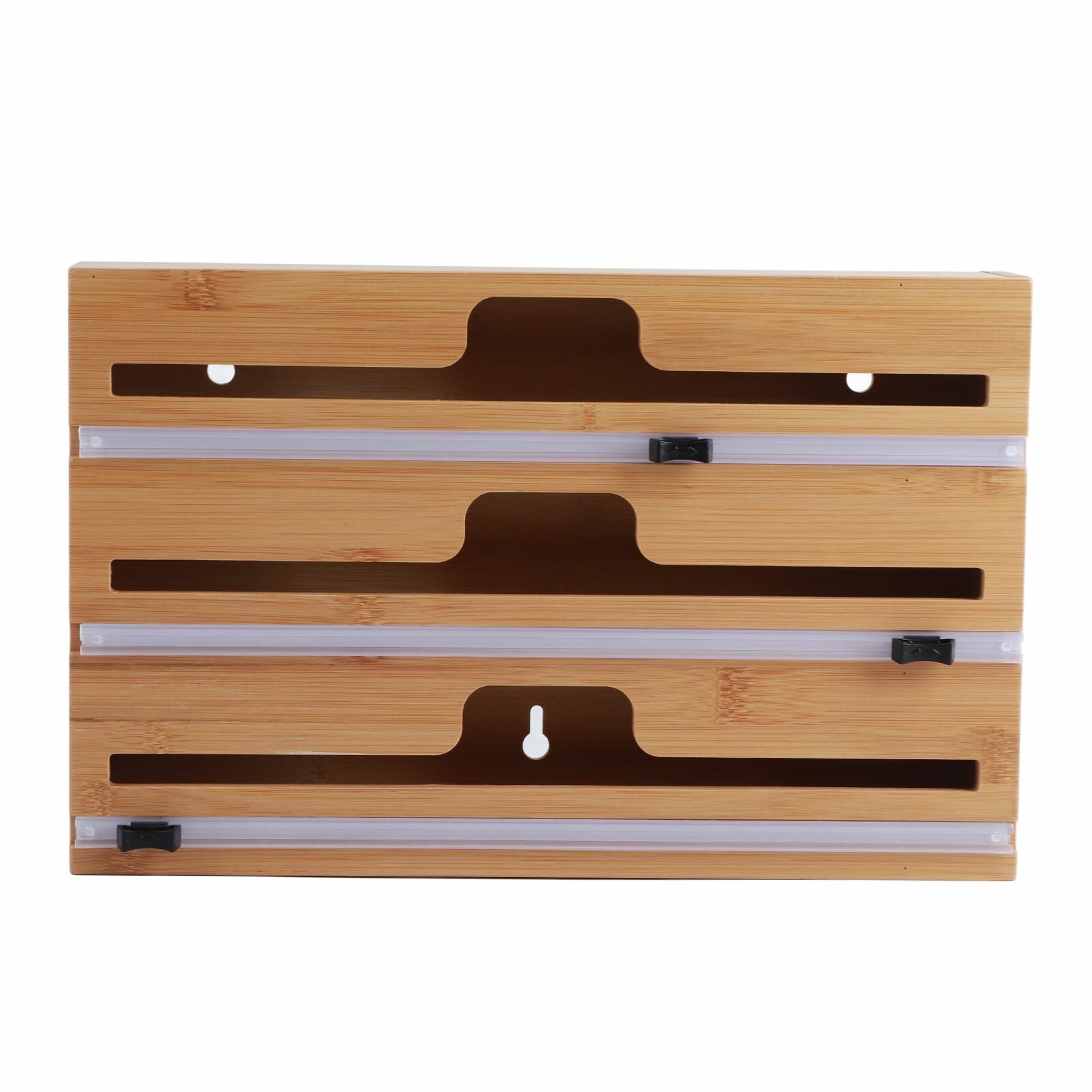 Диспенсер для пищевой пленки 3 слота бамбуковый для фольги и бумаги.
