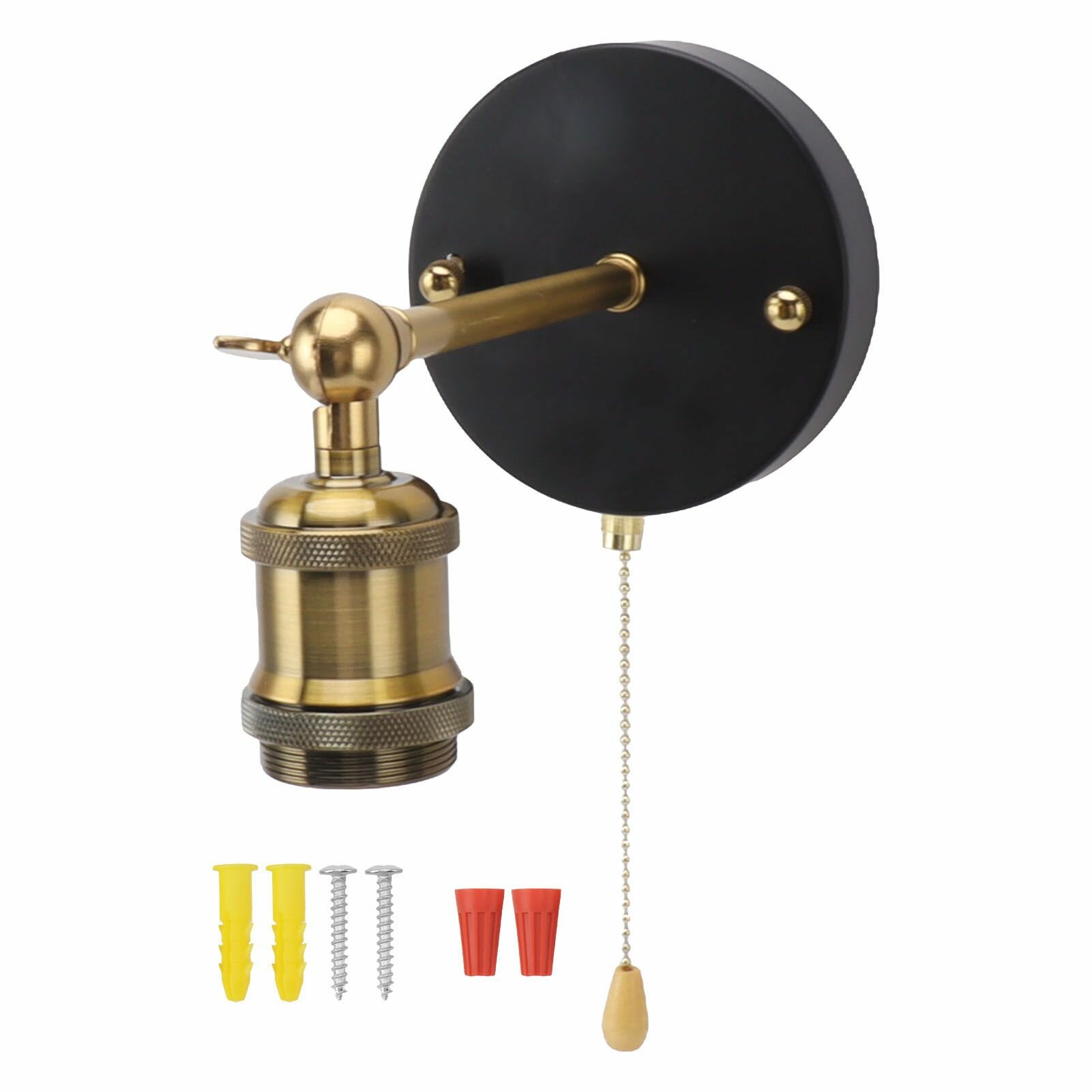 Настенный бра в стиле ретро E27 E26, железный регулируемый винтажный настенный светильник, набор светильников с выключателем для спальни, гостиной, бара, 85 265 В, золотой