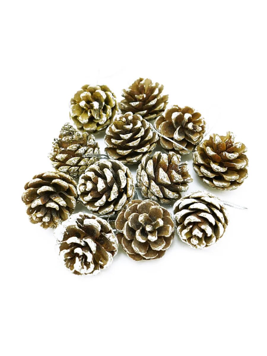 Природный декор "Шишки" Белые, 12 шт. / Веселый праздник