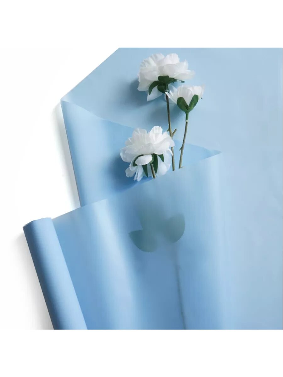 Пленка матовая "Pure", Синий / рулон (0,57*10 м) / веселый праздник