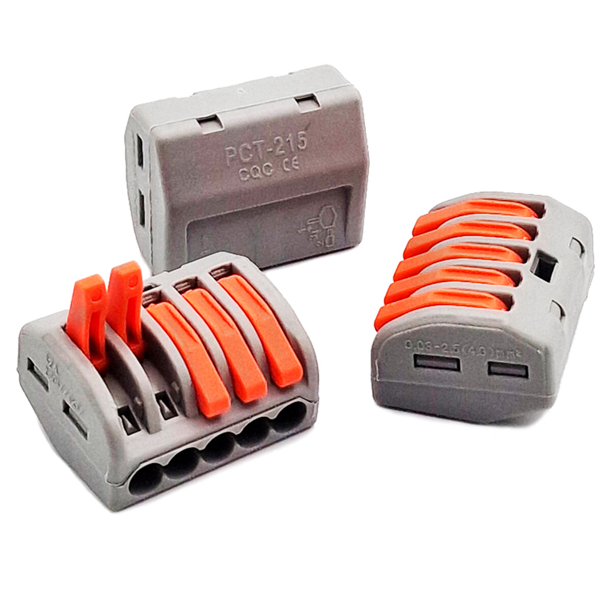 Клемма для проводов универсальная строительно монтажная зажимная СМК 222-415, 5-проводная серая 0,08-2,5/4 мм smk 222-415 РСТ 215 (Аналог WAGO/ваго) 40 штук