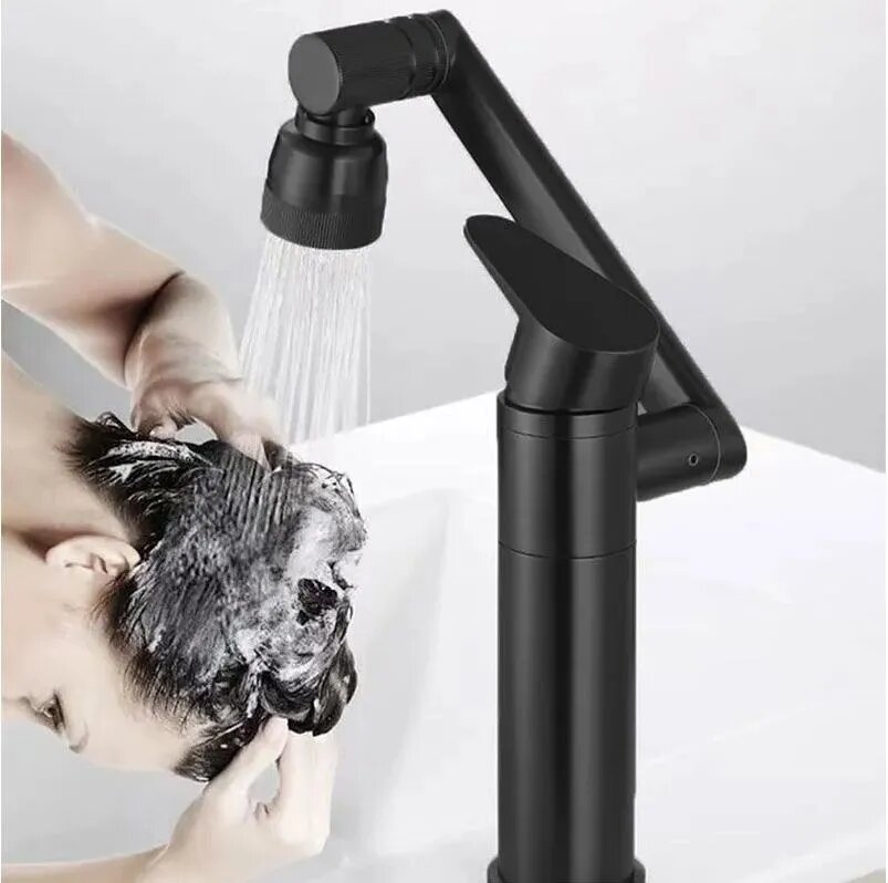 С гибким изливом раковины умывальника кран для ванной мойки поворотный с вращением на 360 градусов и аэратор