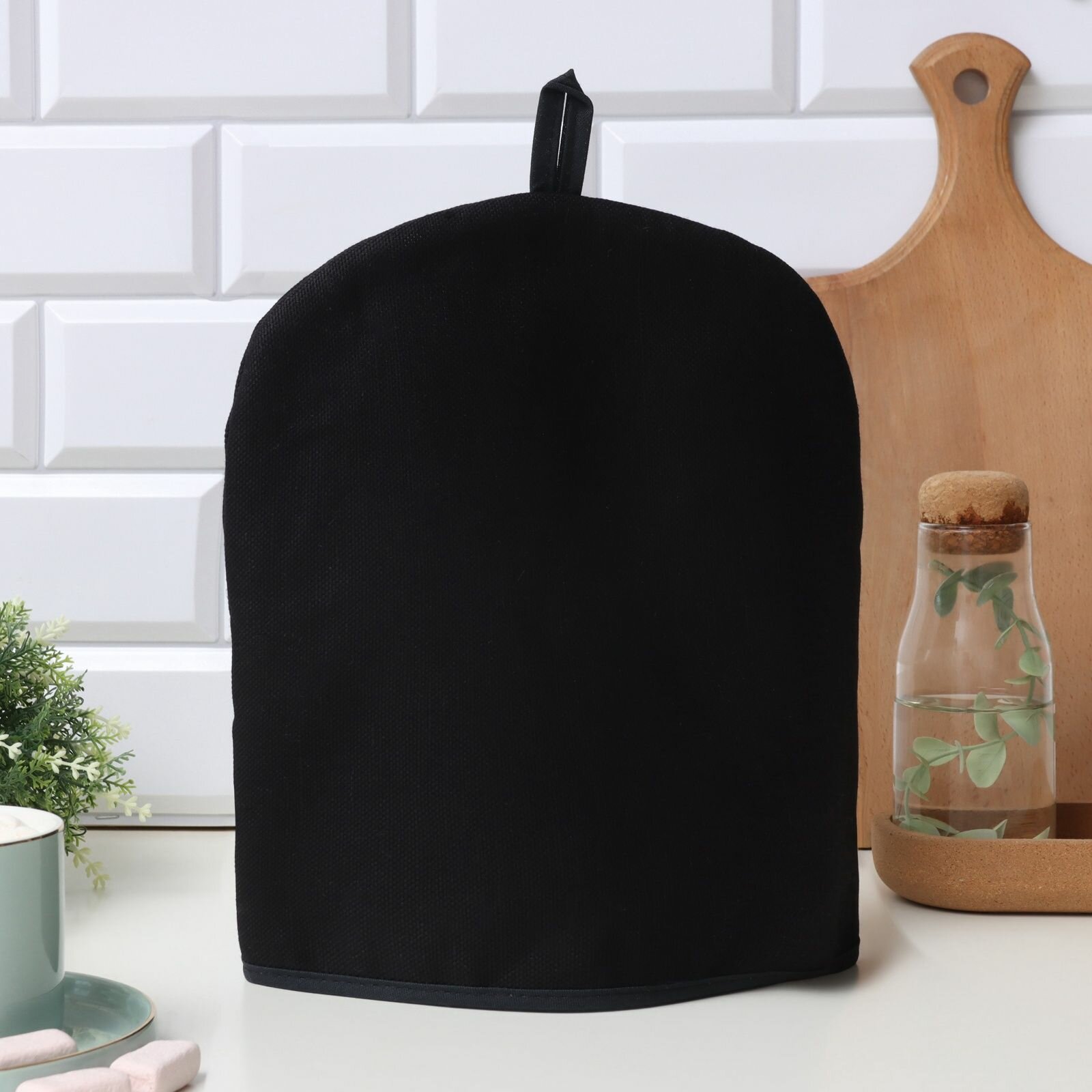 Грелка на чайник Этель Home collection black 28 28 см, 45% лён, 55% хлопок