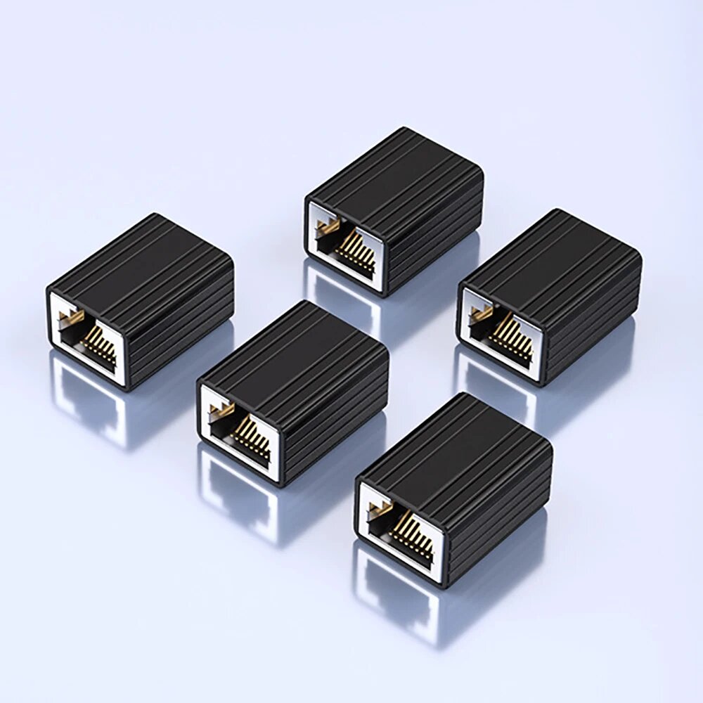 KEBIDU Удлинитель Ethernet RJ45 Cat 5 Cat 6 Cat 6a 10 Гбит/с Black 5PCS