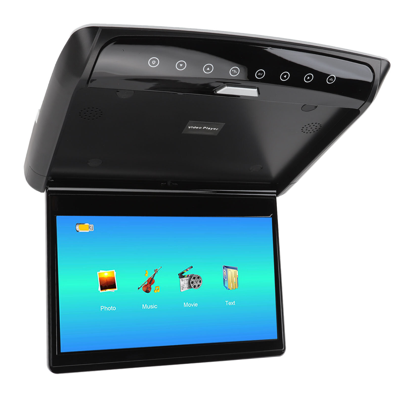 Автомобильный потолочный проигрыватель с экраном HD IPS 11,6 дюйма, углом открытия 170 градусов, развлекательная система для задних сидений, для бизнес-автомобилей, внедорожников, автофургонов, черного цвета