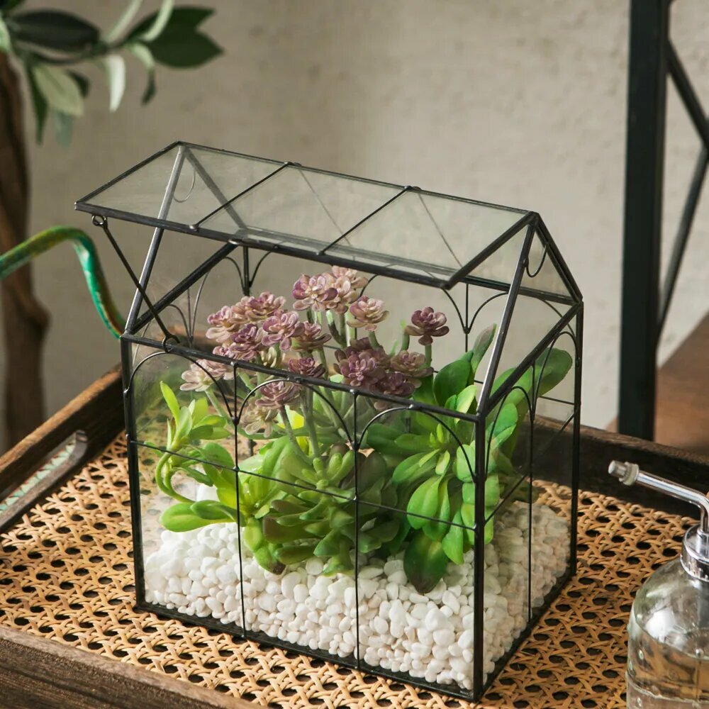 Геометрические проемы на крыше стеклянного дома украшены цветочной комнатой/вазой,1шт