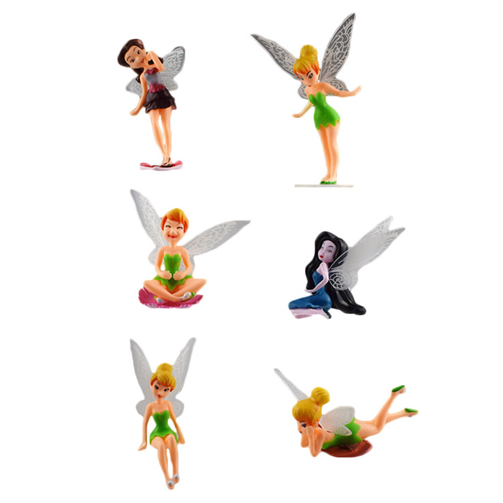 6 шт. Кукла-фея с крыльями для мухи, миниатюрная игрушка, украшение для дома, садовое украшение