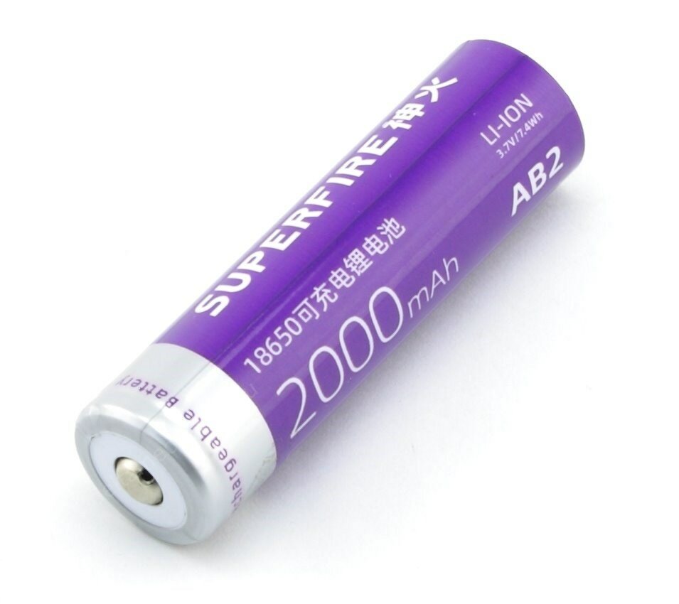 Аккумулятор 18650 Superfire, защищенный, 2000mAh 3.7V, Li-Ion, 1шт.