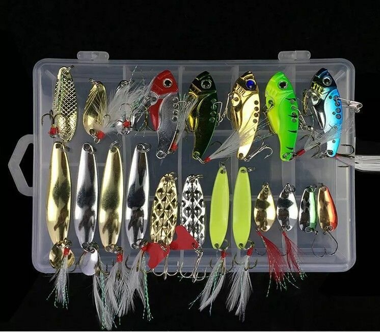 Блесна на щуку тейл-спиннер Lucky John SHAD CRAFT SPIN 20.0г 021 в блистере набор приманок для ловли среднего окуня, судака и жереха , снасти рыболовные для зимней и летней рыбалки