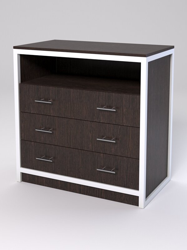 Тумба для офисной техники №6 "стронг" в стиле лофт, Дуб Венге + металлический каркас Белый