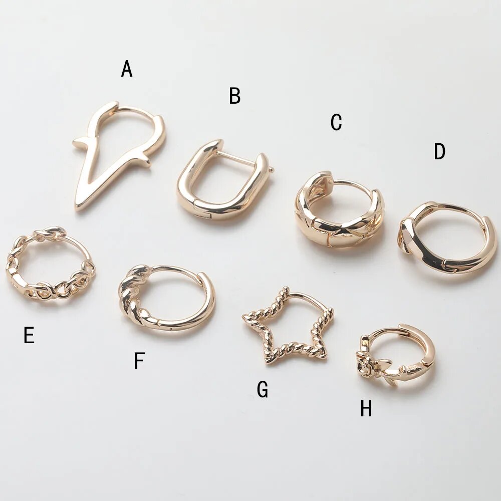 Комплект застежек-крючков QTOUYE из 14-каратного золота E-15.8X14.4mm, Gold