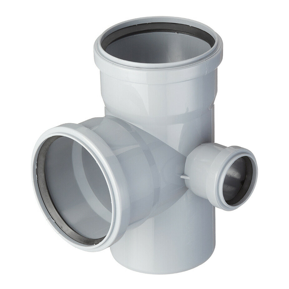 Крестовина d110х110х50 мм 87 град. пластиковая двухплоскостная правая для внутренней канализации