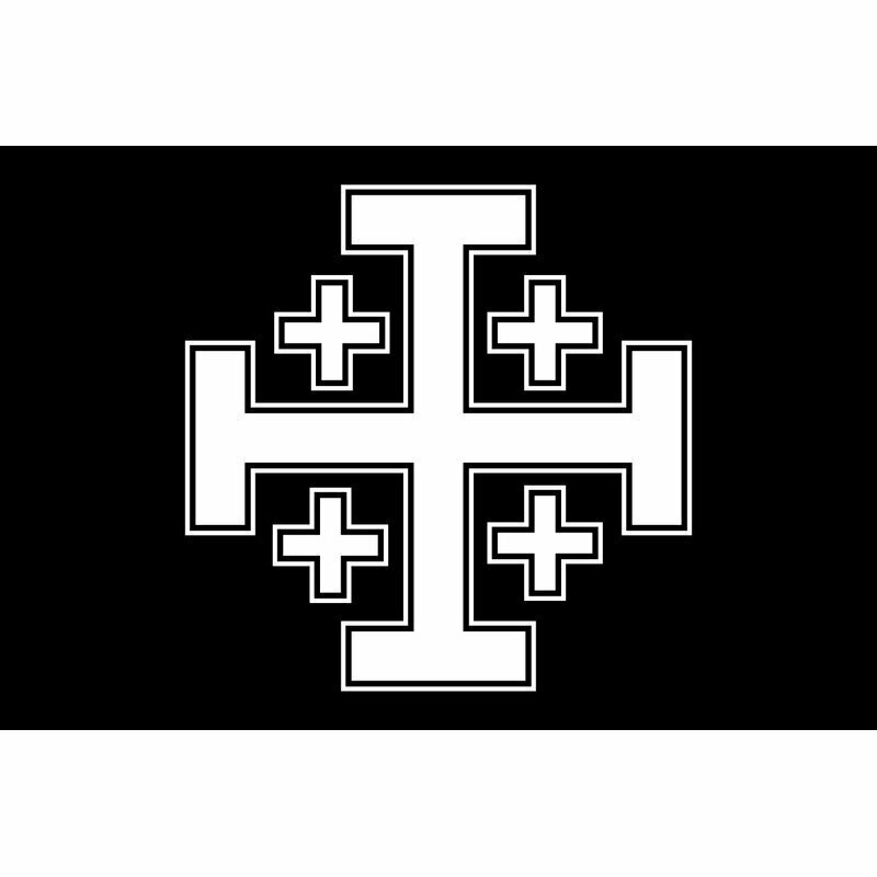 Флаг Иерусалимский крест чёрный 135x90 см.