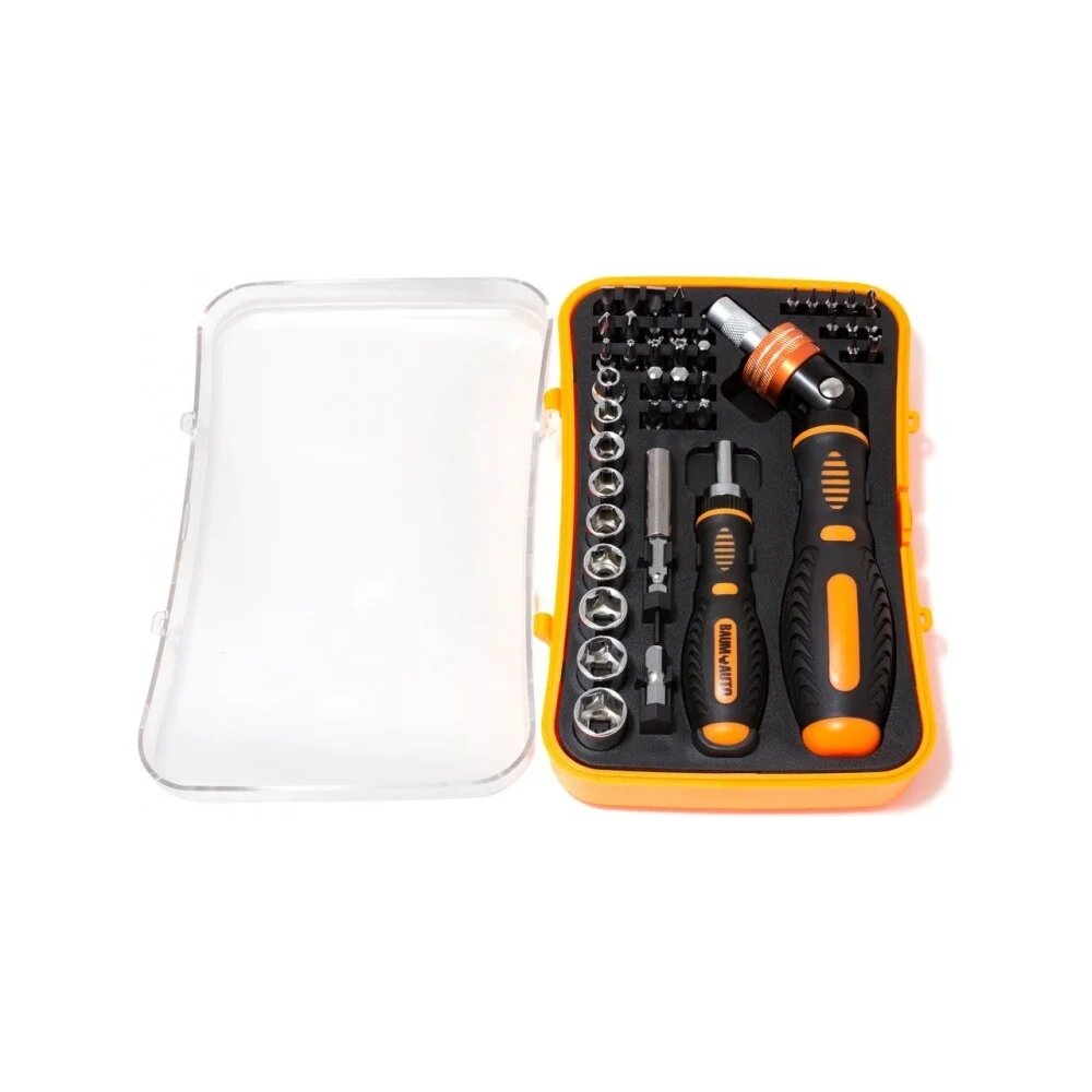 BaumAuto Набор отверток реверсивных многоцелевых с битодержателями и набором бит для точных работ, 43пр.(t, th, h, sl, ph, pz, спец. биты; hex 5-13мм), в футляре BM-30311643(18458)