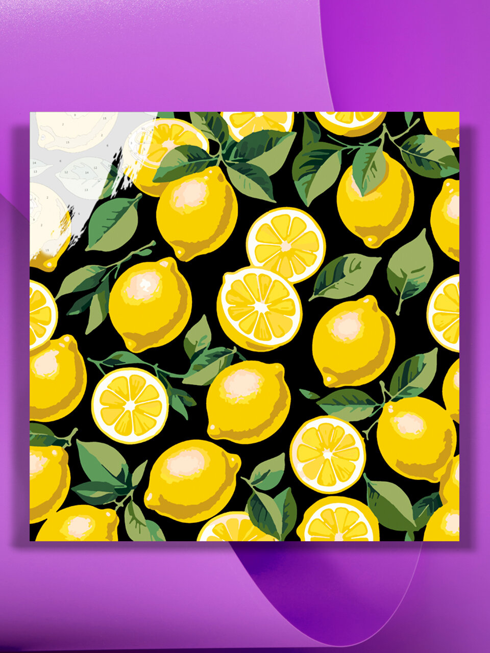 Картина по номерам на холсте Паттерн с лимонами, 40 х 40 см