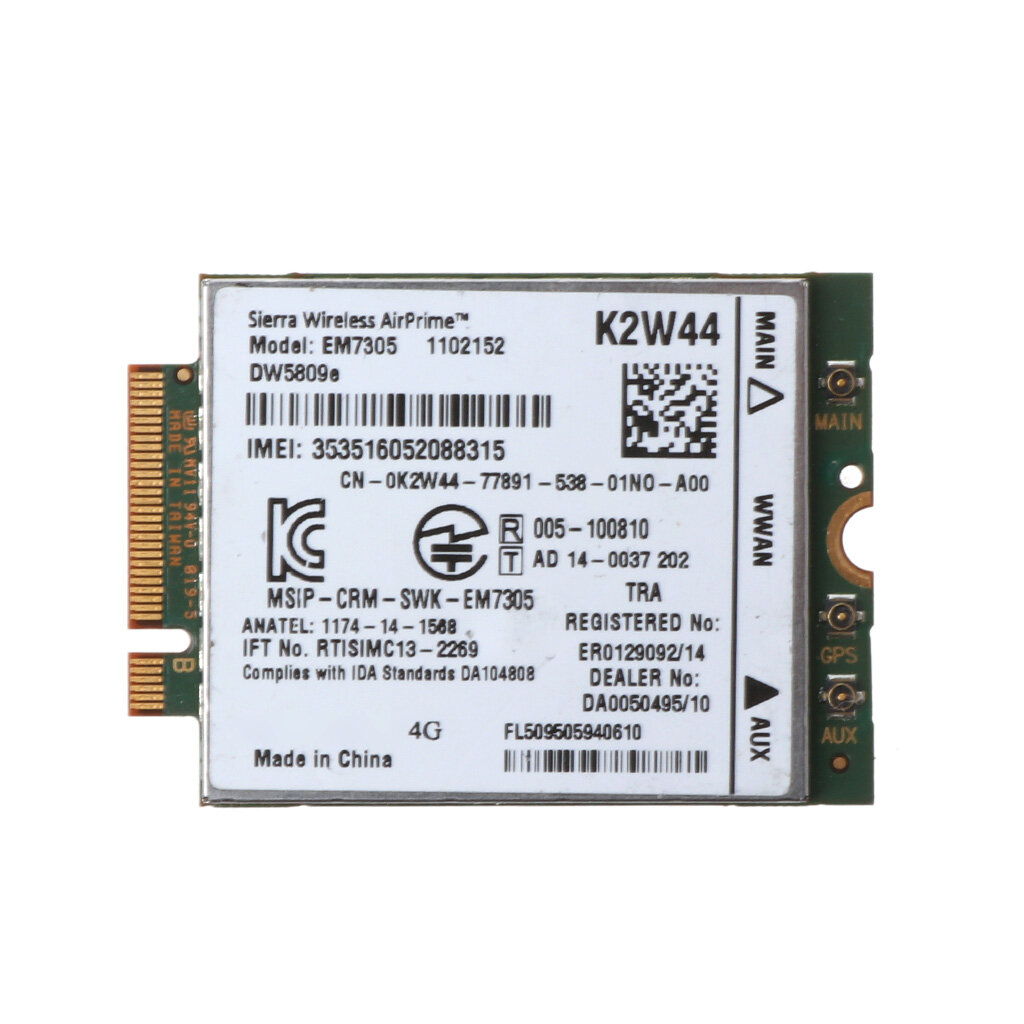 EM7305 DW5809E K2W44 для M.2 4G Модуль 100M LTE WWAN Карта WiFi Адаптер для E7450 E7250/7250 E5550