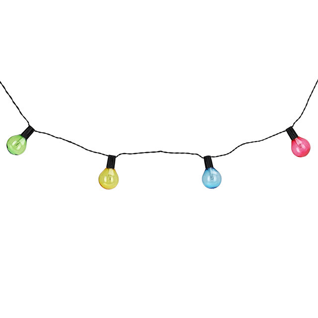 Гирлянда из лампочек Solar Latimer на солнечной батарее, 20 разноцветных ламп с теплым белым светом, 2 м, черный ПВХ, IP44, Koopman, AF5600140