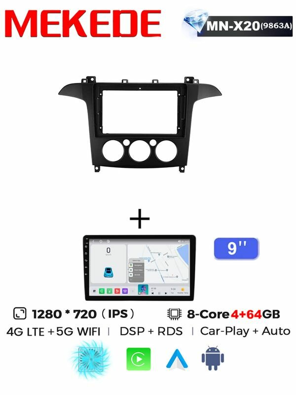 Магнитола 9" Mekede MN X20 Pro 4/64 Gb Ford S-MAX S MAX 1 2006-2015 Galaxy 2006-2015 F2 carplay