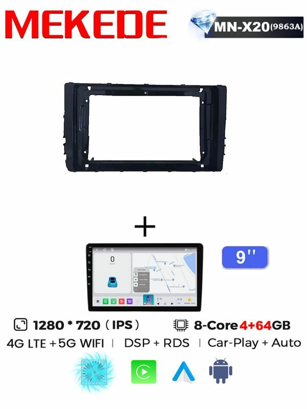 Магнитола 9" Mekede MN X20 Pro 4/64 Gb Volkswagen (2017+) Jetta 7, Caravella t6, Tiguan 2, Polo 6 и т. д. carplay
