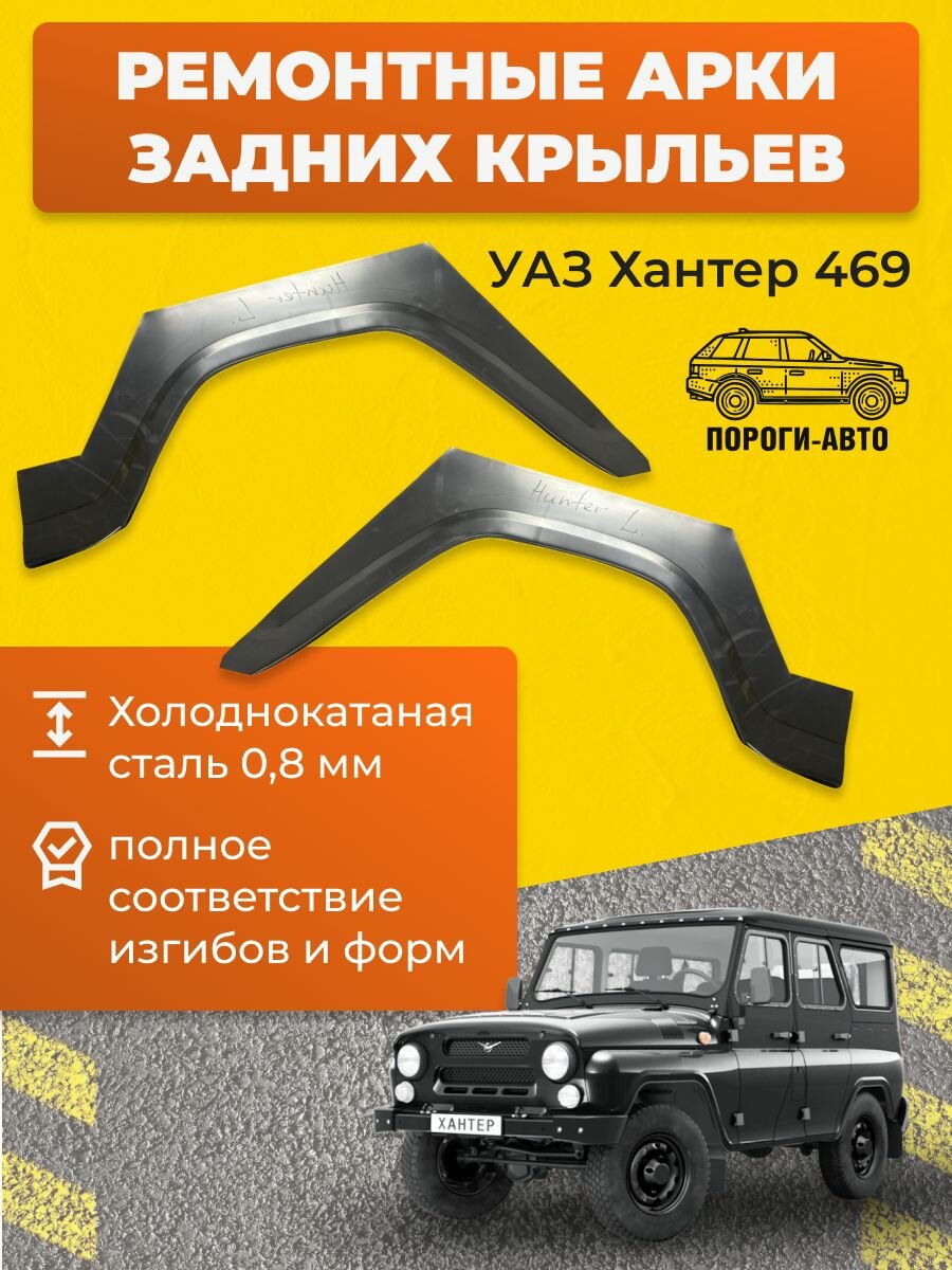 Колесные арки задних крыльев УАЗ Хантер 469, оцинкованная сталь 0.8мм