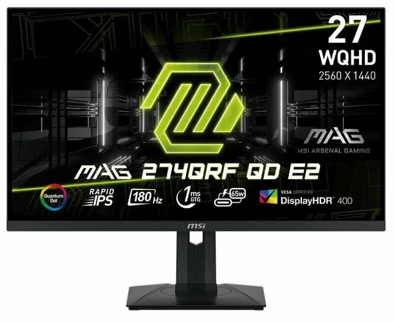 27" Монитор MSI MAG 274QRF QD E2/2K/180Hz/1ms GTG/Rapid IPS/HDR400, черный