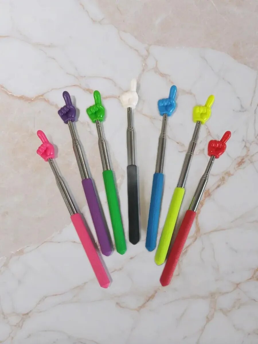 Указка с пальцем телескопическая, 68см