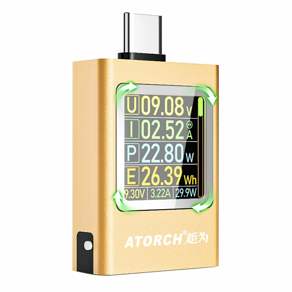 ATORCH AT085 Амперметр напряжения постоянного тока 4,5 50 В PD3.1 с цифровым дисплеем