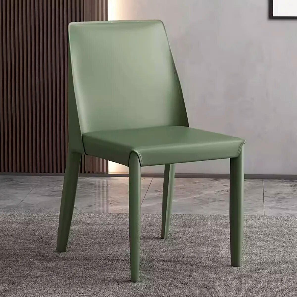 Стул обеденный полностью обитый экокожей в итальянском стиле Igor (цвет светло-зеленый)