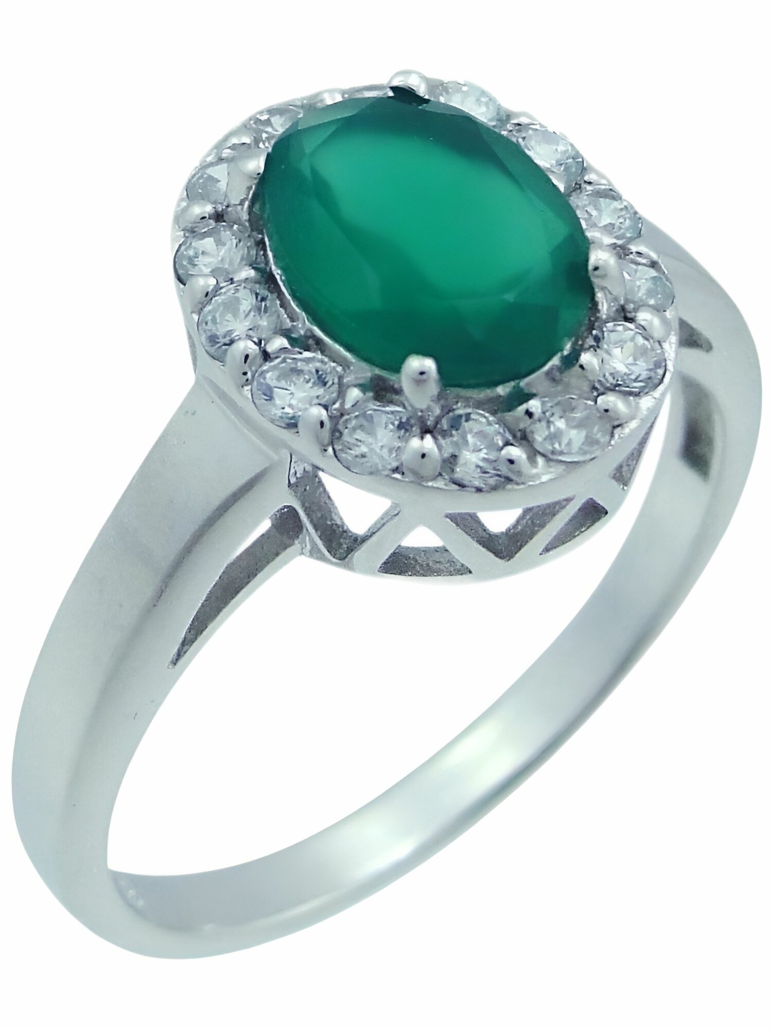 Кольцо тонкое, серебро, 925 проба, родирование, фианит