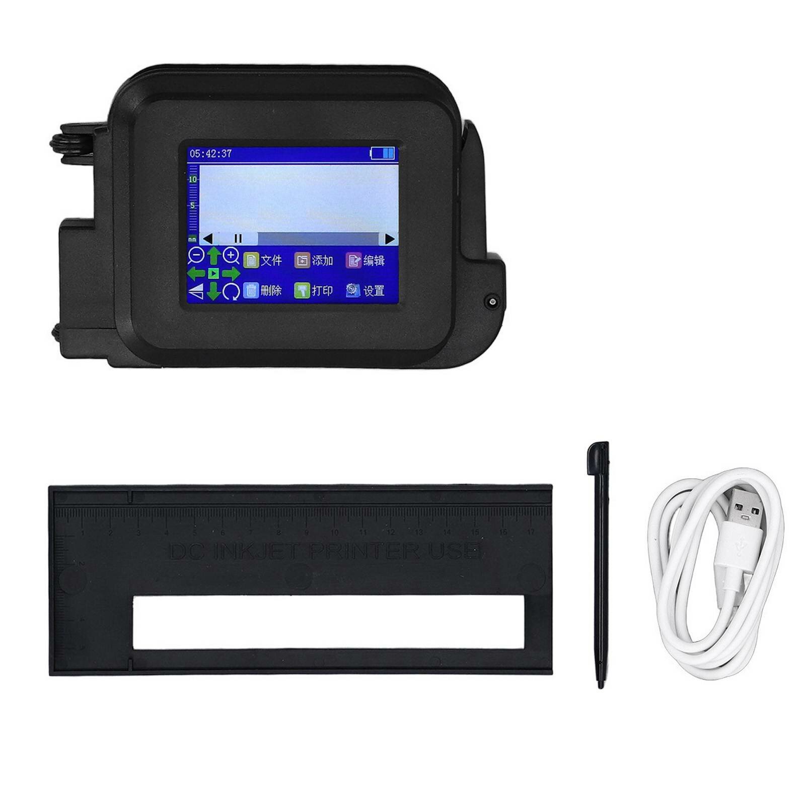 Портативный струйный принтер-пистолет с миниатюрным светодиодным сенсорным экраном для печати этикеток, считывания даты и QR-кодов, многоязычный, вилка 100–240 В (британское стандартное напряжение).