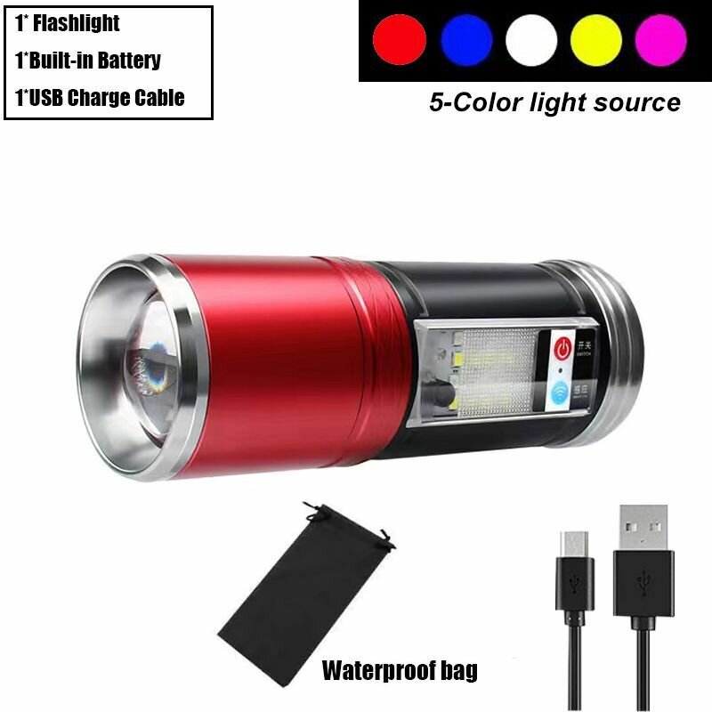 Фонарь для ночной рыбалки, многофункциональный фонарик со штативом, 5 источников света