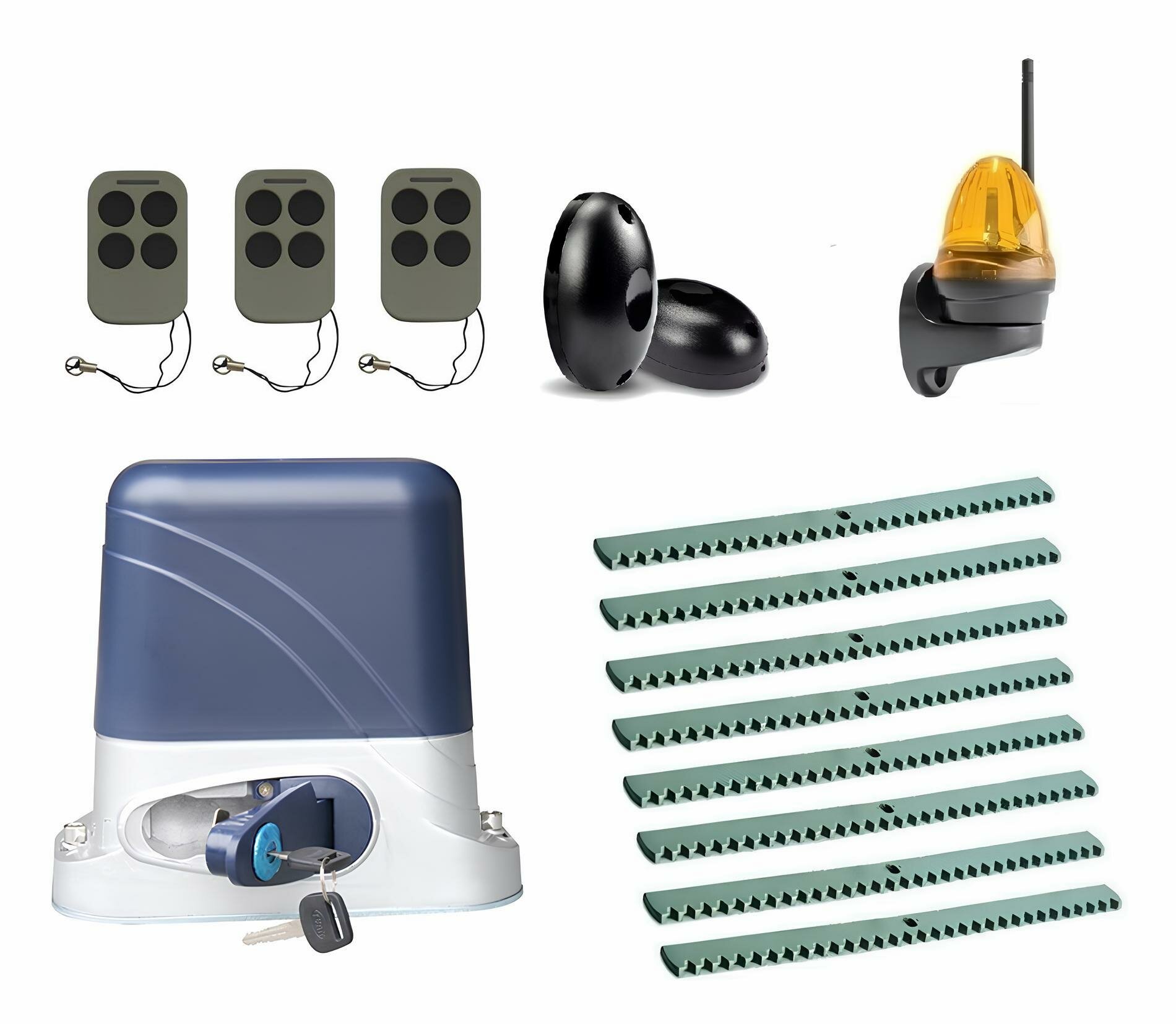 Автоматика для откатных ворот KSL-800 FULL-K8-Т3, комплект: привод, 3 пульта, фотоэлементы, лампа, 8 реек