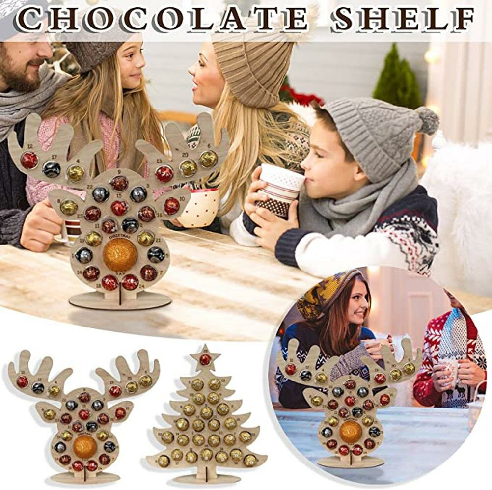 Деревянный адвент-календарь, рождественская подставка для шоколада, рождественские украшения, украшения для вечеринки, подарки