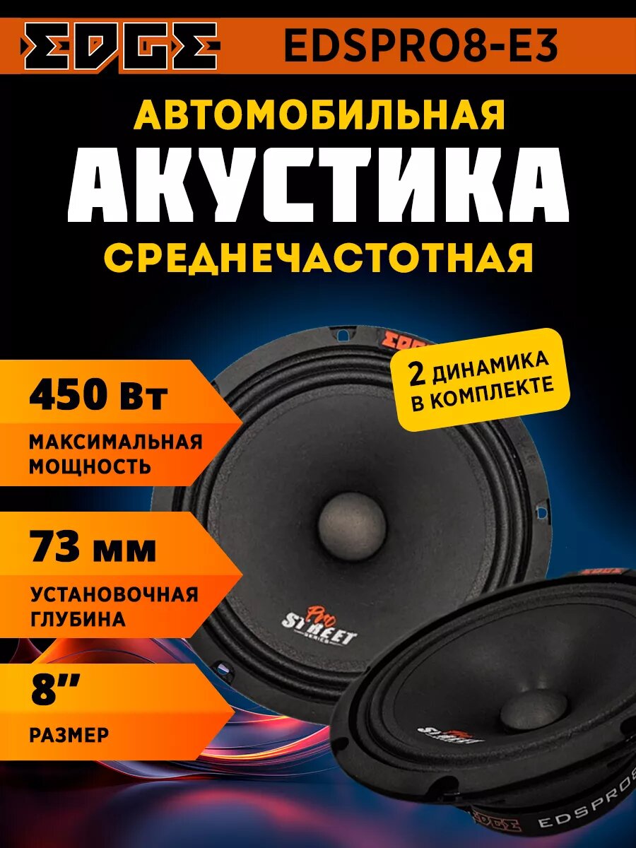 Акустика EDGE EDSPRO8-E3 среднечастотная, 8", 225/450 Вт, 4 Ом