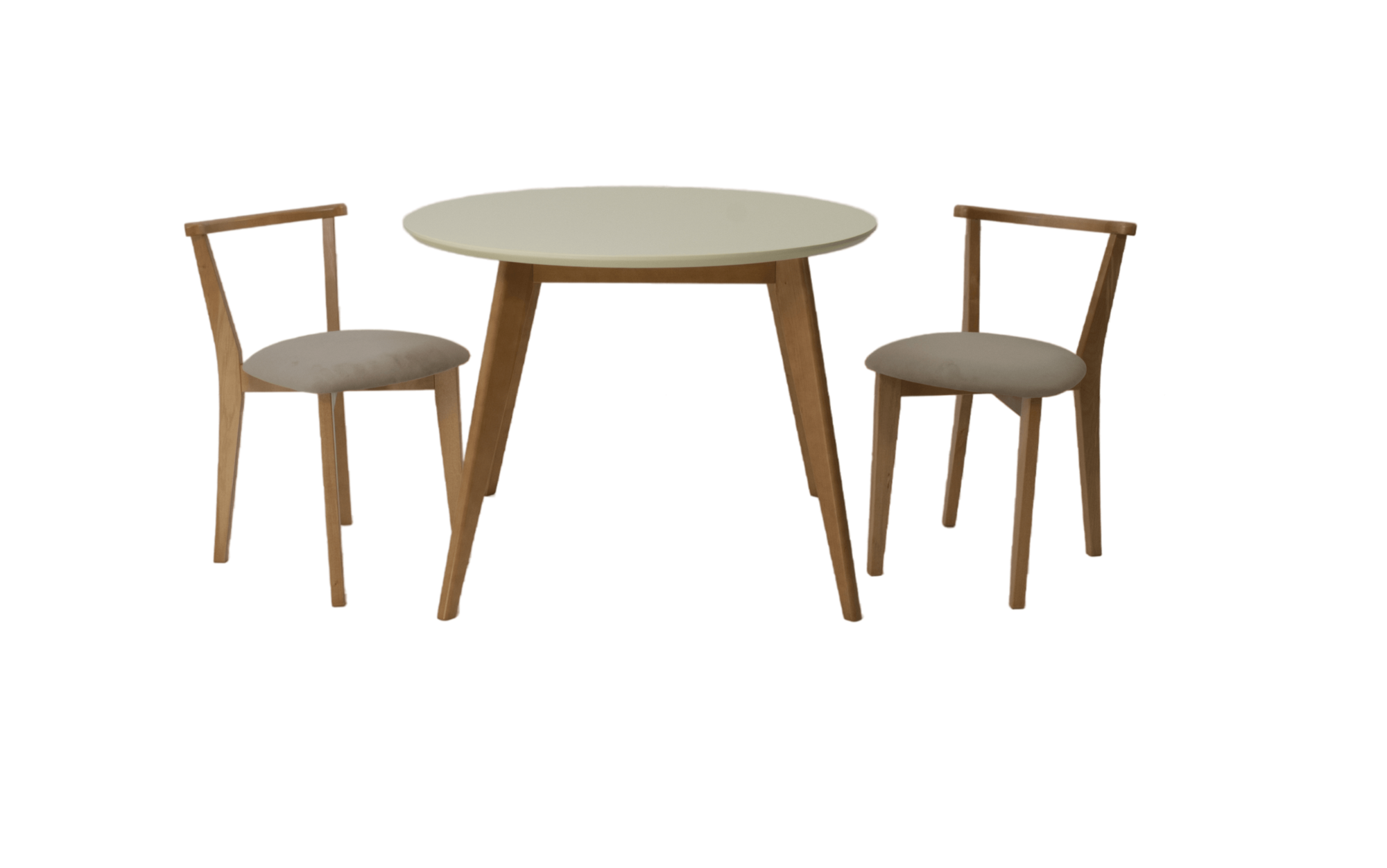 Стол ZiP-mebel Сканди К 100 со стульями Франк Натур/Велюр Бежевый