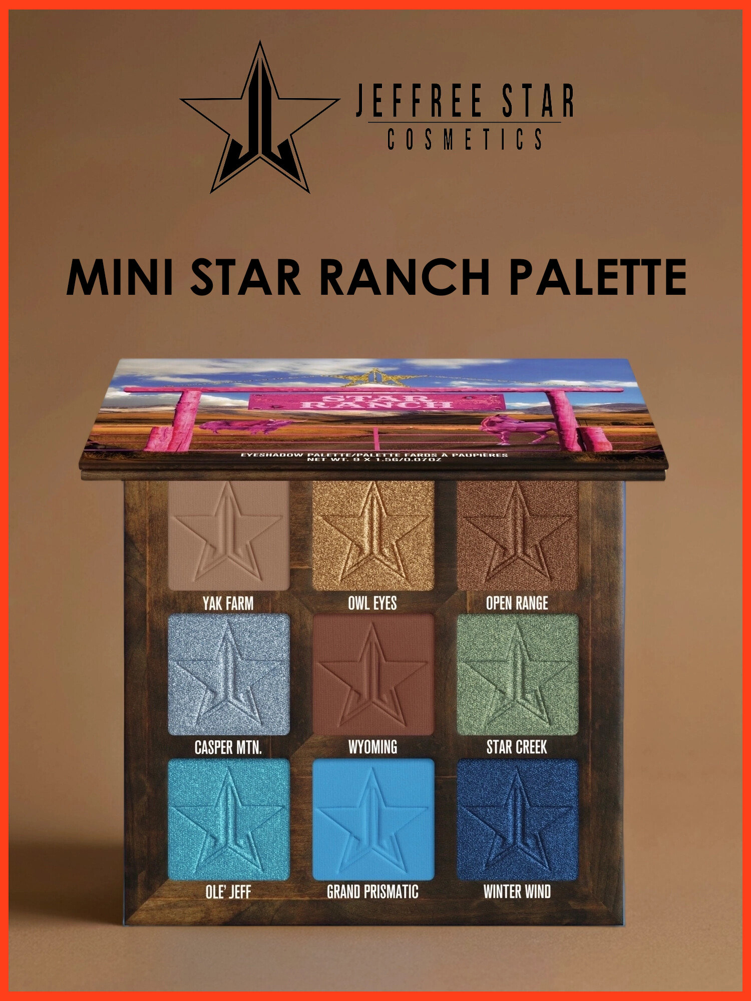 Палетка теней для век Jeffree Star - Mini Star Ranch Palette, 9 оттенков, 13.5 гр.