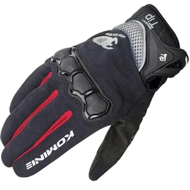 Komine GK-162 черные мотоперчатки, размер L, с красной вставкой
