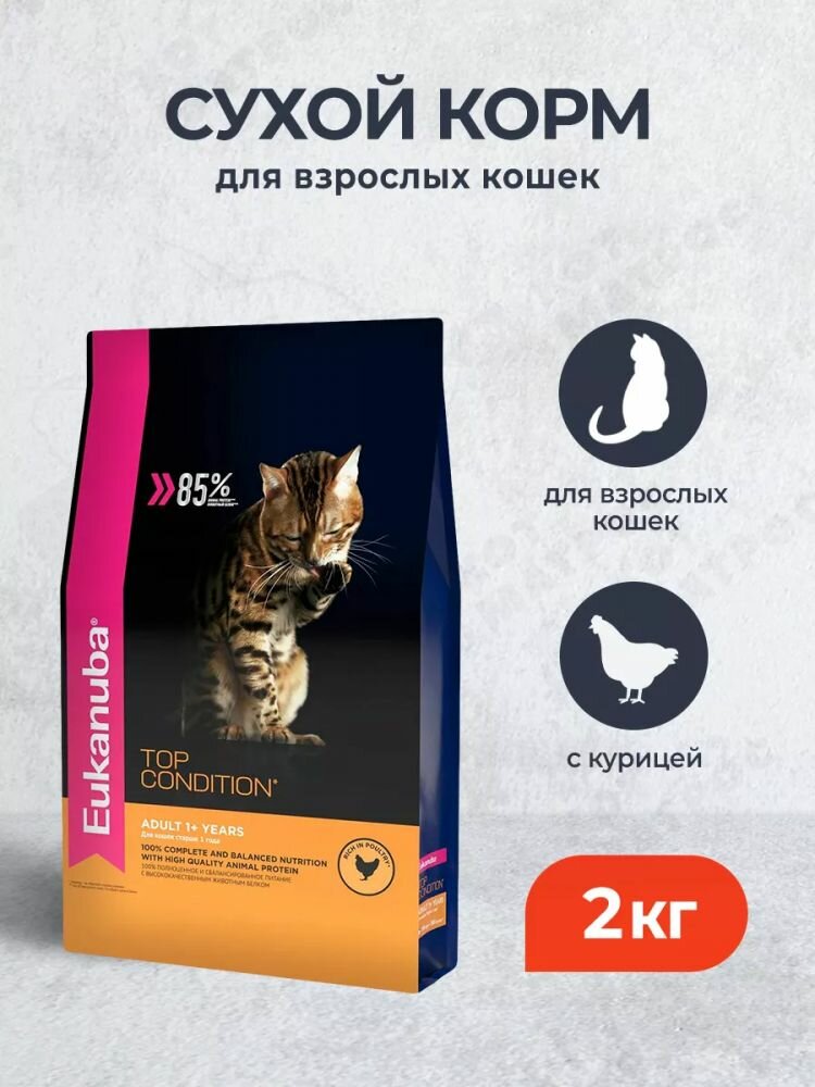 Сухой корм Eukanuba "Adult Top Condition" для взрослых кошек с курицей, 2 кг