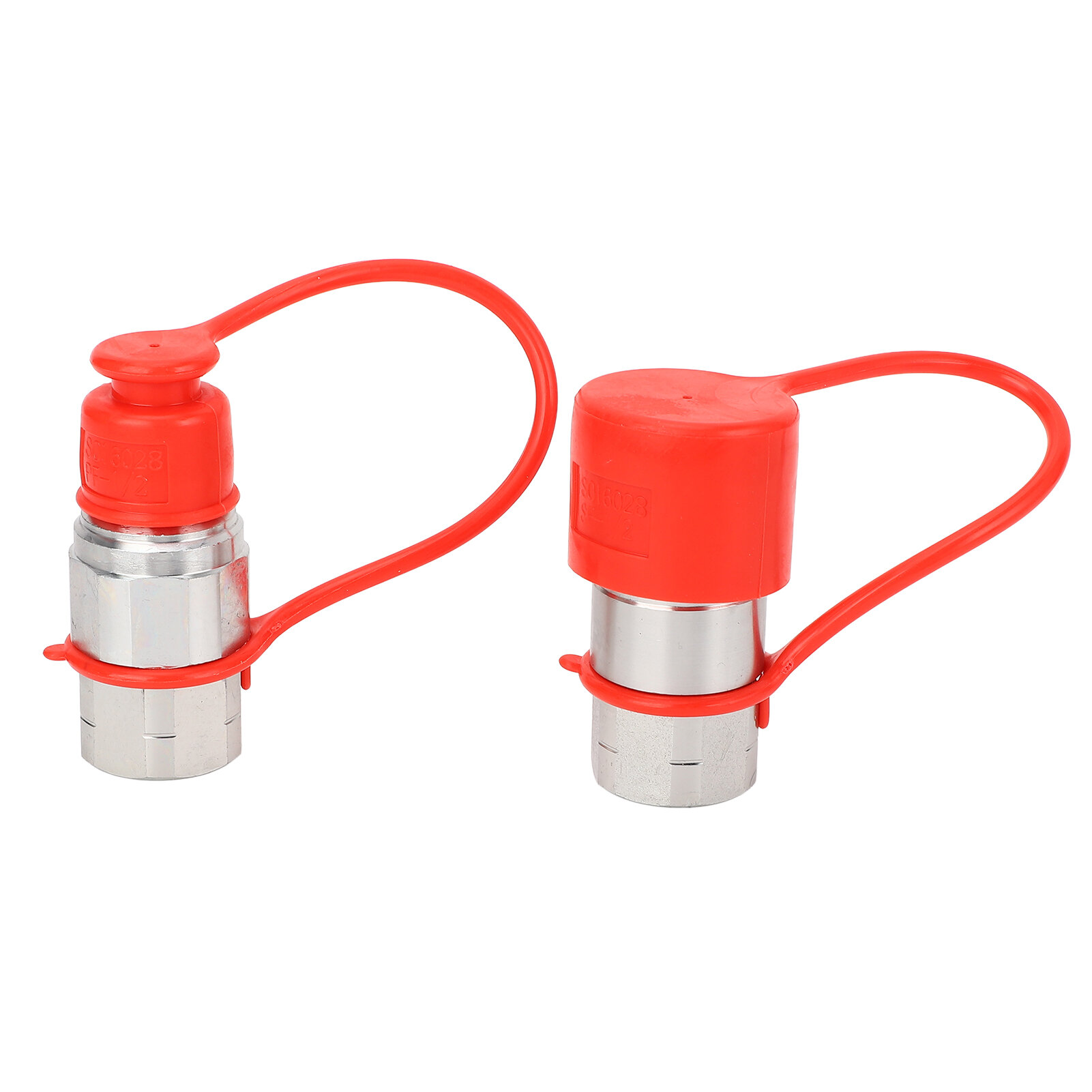 2 гидравлических муфты с пылезащитными колпачками, резьба 1/2 NPT, плоская поверхность, быстроразъемные фитинги для погрузчика с бортовым поворотом.