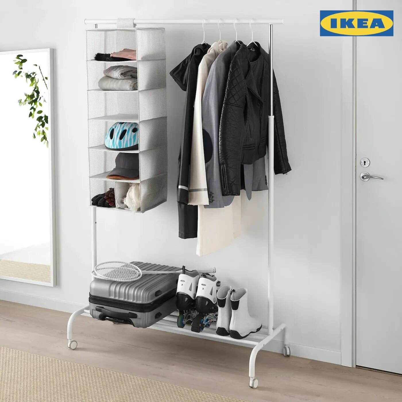 STUK IKEA органайзер для хранение с 7 отделениями, белый/серый, 30x30x90 см