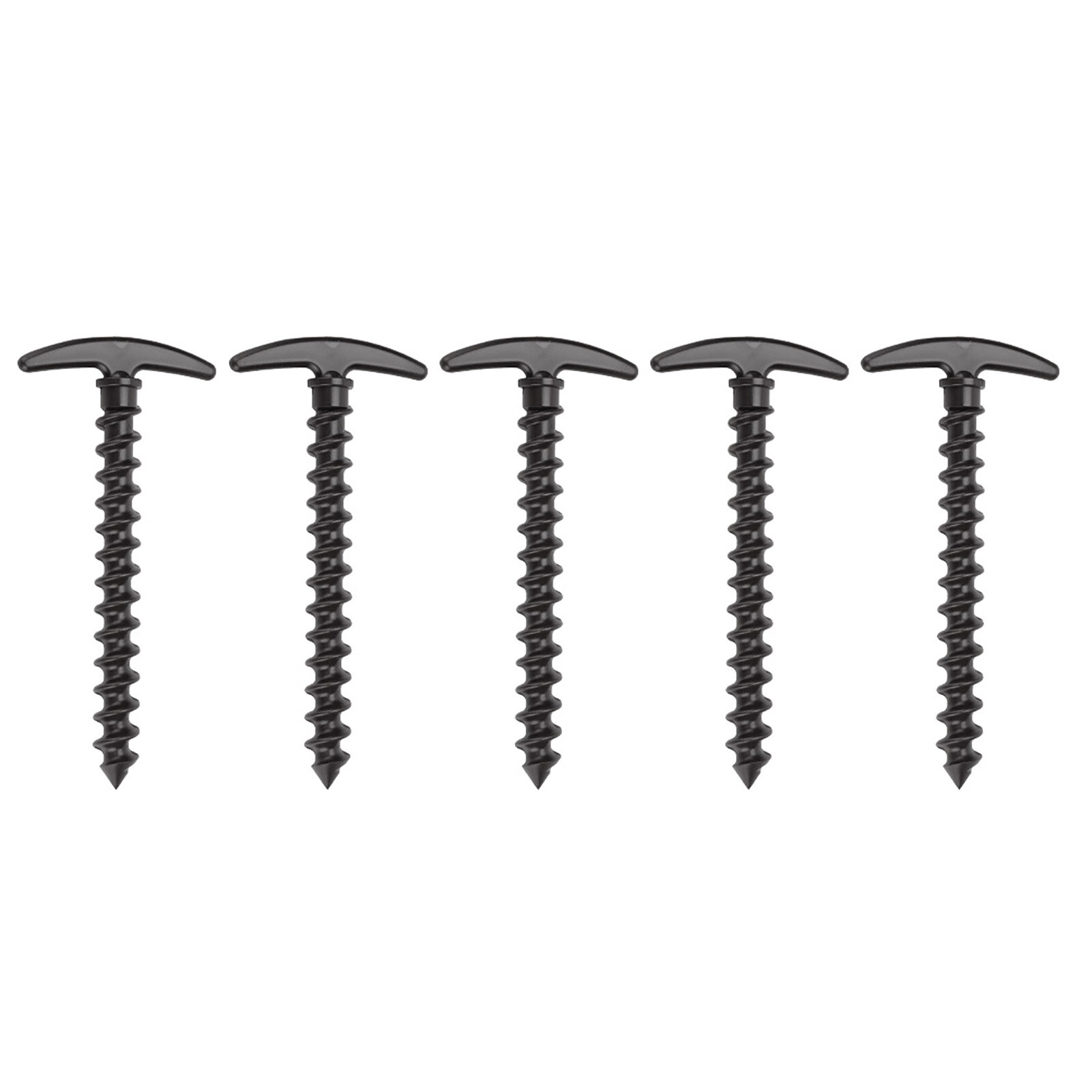 5pcs Nylon Outdoor Camping Trip Tent Peg Ground Nails Screw Nail Stakes (Black)