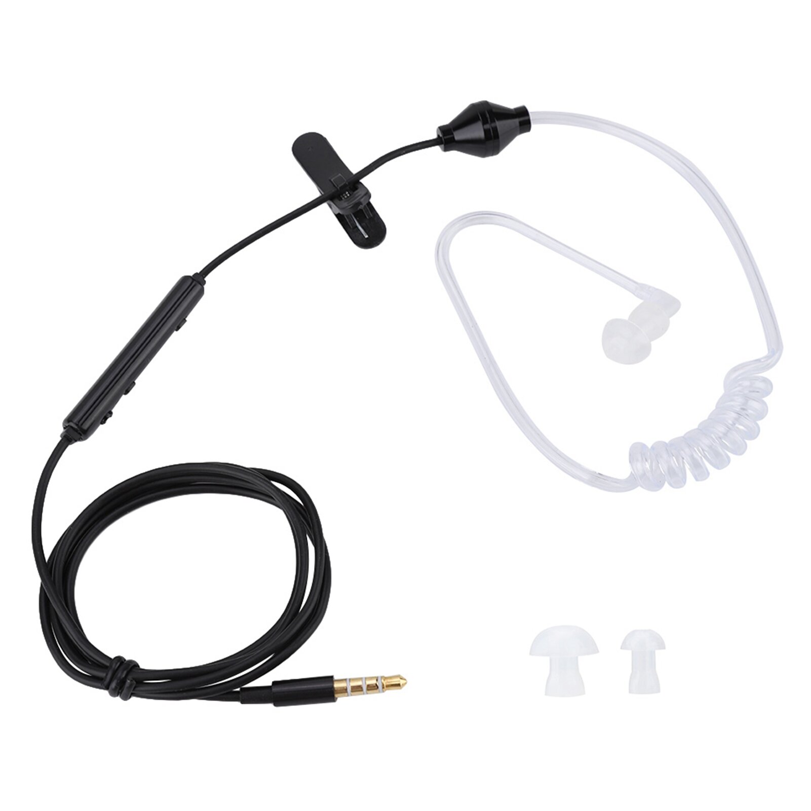 In ear Headsets Air Tube Security Earpiece with Mic for IOS Android Black Cable White