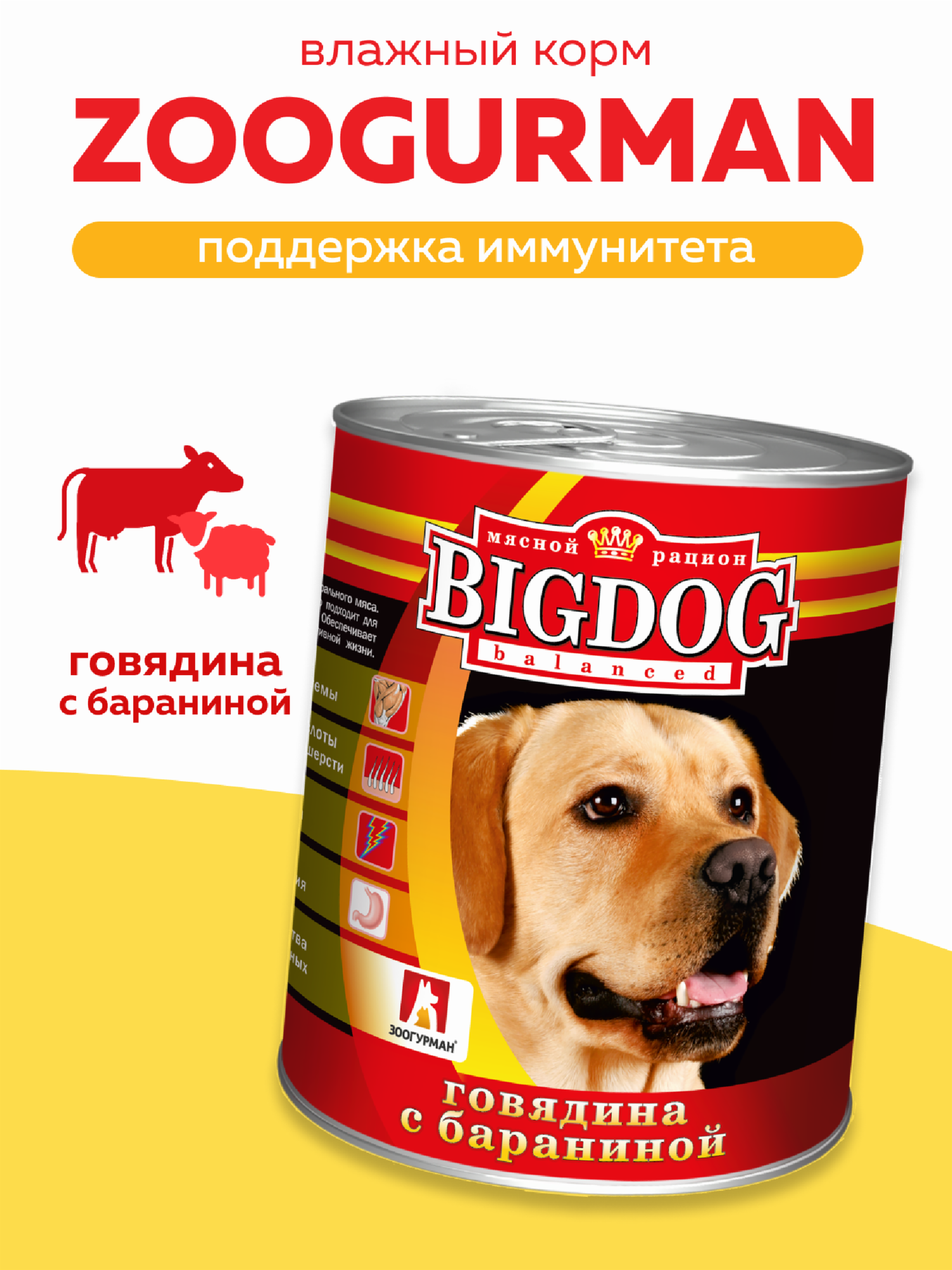 Консервы для собак "BIG DOG" говядина с бараниной