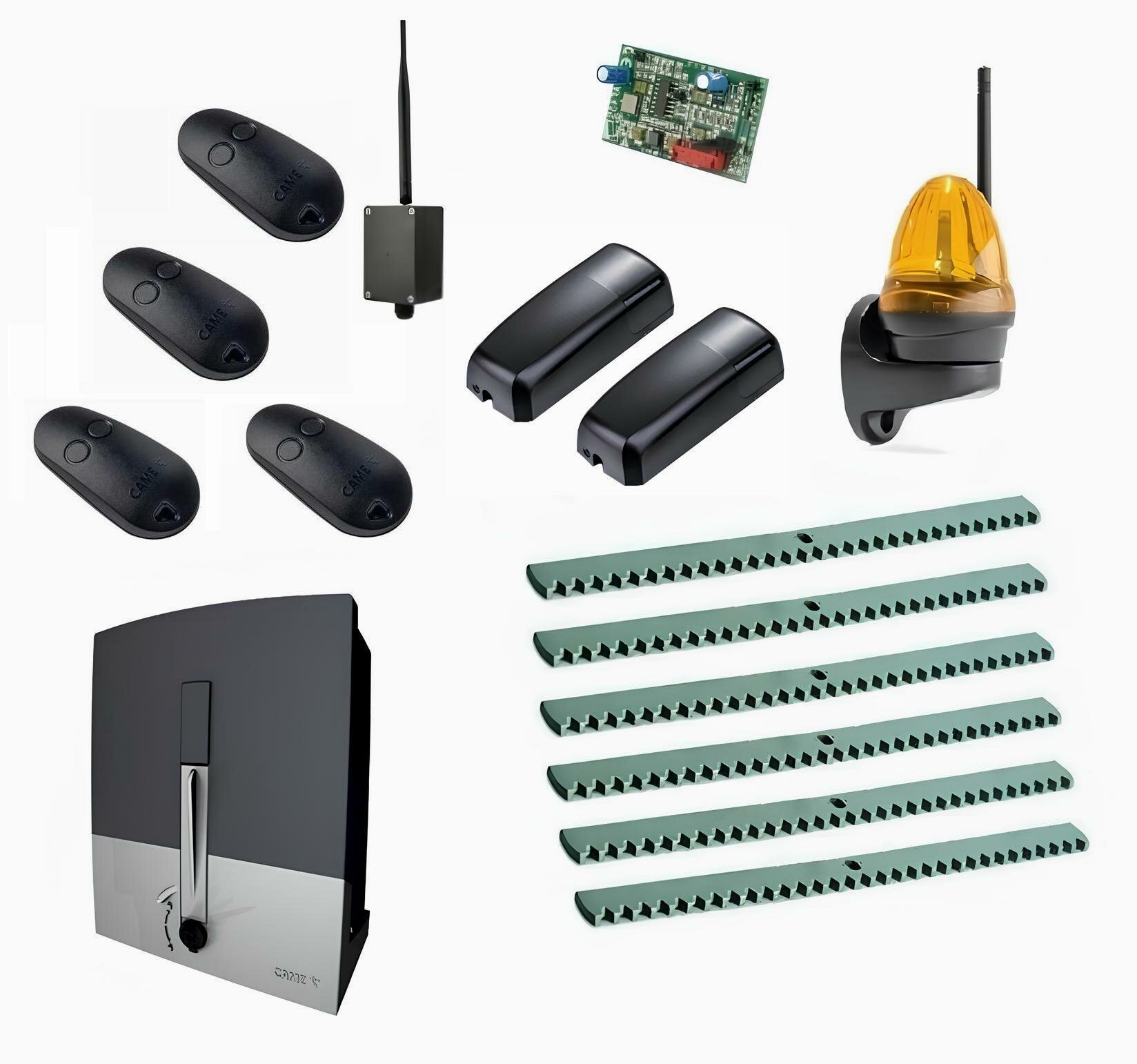 Автоматика для откатных ворот BXL04AGS FULL6-K-BT-T4, комплект: привод, радиоприемник, 4 пульта, фотоэлементы, лампа, 6 реек, Bluetooth-модуль