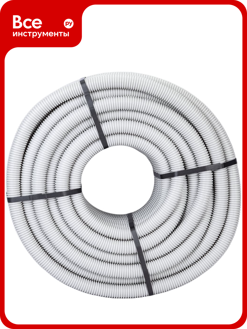Гофрированная труба ЭРА ПВХ серый d 32мм с зонд. легкая 50м Б0020115, 32 мм, для прокладки электрического